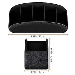 Fintie Remote Control Holder, Vegan Leather TV Remote Caddy Desktop Organizer 5 Compartments Fits TV Remotes, Media Controllers, Office Supplies, Makeup Brush