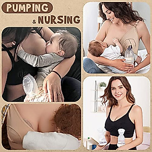 haakaa Pumping Bra Hands Free 3-in-1 Nursing Bras for Breastfeeding, Adjustable Wireless Comfortable Breast Pump Bra, Suitable for Medela,Lansinoh,Philips Avent,Spectra etc(1 Pack, Black, Medium)