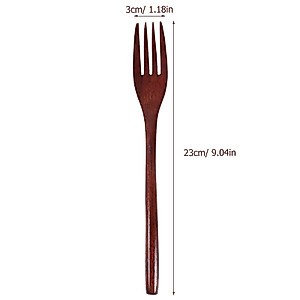EXCEART 2 Pcs Wooden Forks Japanese Wood Dinner Forks Fruit Salad Forks Handmade Kitchen Utensil for Cooking Stirring Eating