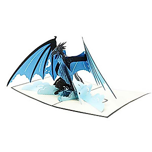 Ice Dragon - 3D Pop Up Greeting Card For All Occasions - Birthday, Love, Christmas, Goodluck, Congrats, Get Well - Blank Inside for Personalized - Amazing, Fun, Happy Gift - Thick Envelope, Fold Flat