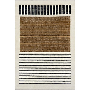 nuLOOM Fringed Performance Indoor Area Rug, Power Loomed, Easy Clean, Durable, Non-Shed, 5' x 8', Keeva Beige