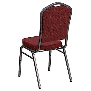 Flash Furniture HERCULES Series Crown Back Stacking Banquet Chair in Burgundy Patterned Fabric - Silver Vein Frame