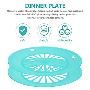 DOITOOL Grill Pan 10Pcs Paper Plate Holder Plastic Dinner Plates Reusable Barbecue Trays