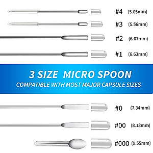 Capsule Filling Machine Tools Kits Micro Tiny Spoon Spatula, Lab Scoop Filling Tray, Herb Powder Tamper Tool for Lab Capsule Filler Pill Maker, Fit Empty Capsules Sizes 000 00 0 1 2 3