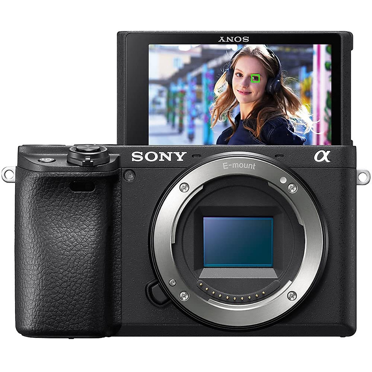 Sony a6400 Mirrorless Camera (ILCE-6400/B) + 64GB Card + Card Reader + Case + Flex Tripod + Hand Strap + Memory Wallet + Cap Keeper + Cleaning Kit (Renewed)
