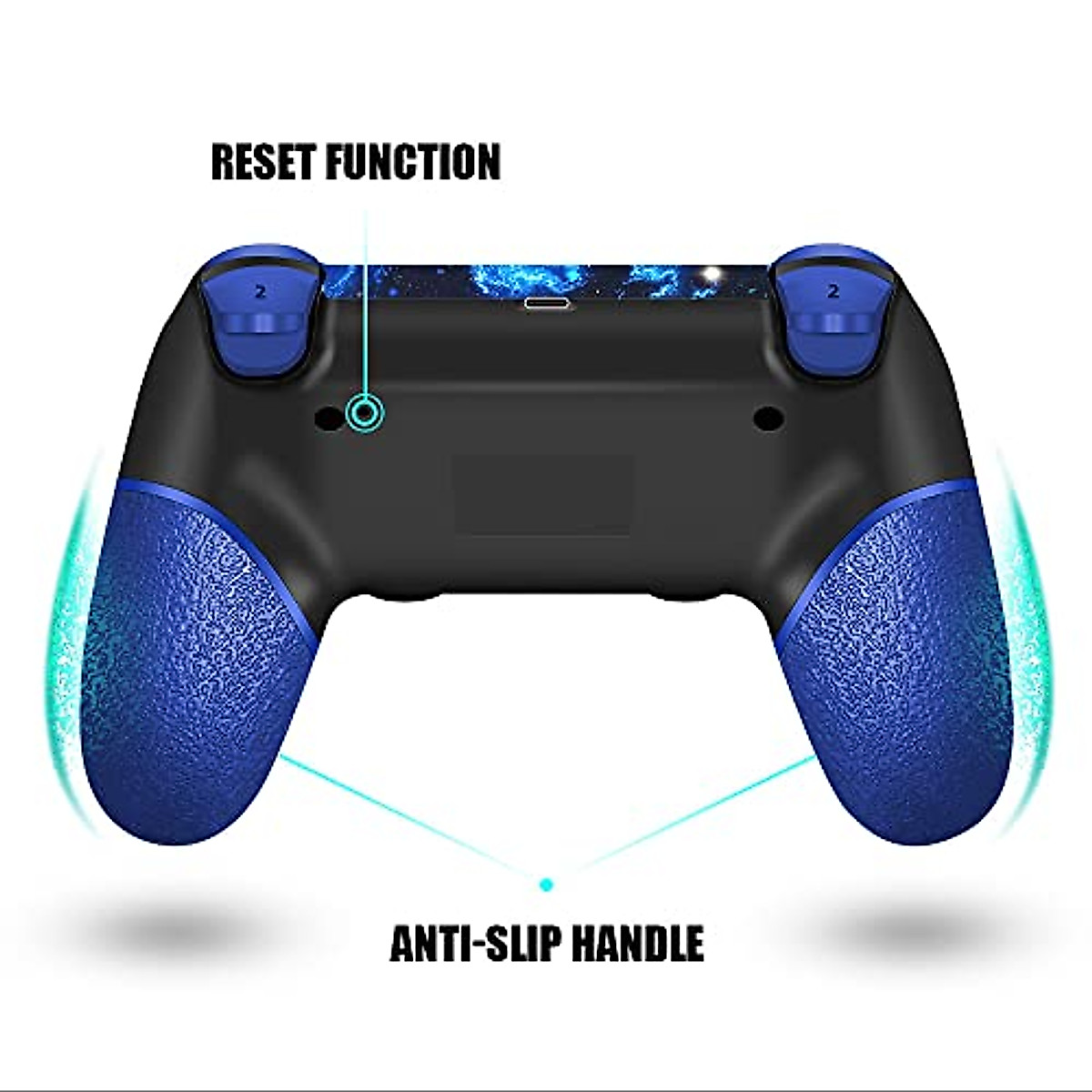 AceGamer Wireless Controller for PS4, Custom Design V2 Gamepad Joystick for PS4 with Non-Slip Grip of Both Sides and 3.5mm Audio Jack! (Blue-Universe)