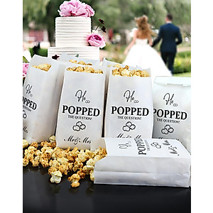 48Pcs He Popped the Question Popcorn Bags Engagement Bridal Shower Wedding Party Favors Popcorn Bags Wedding Bridal Shower Engaged Goody Snack Treat Bags Grease Resistant