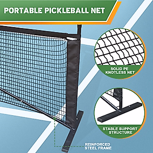 JUMPMKT Pickleball Net Portable Outdoor, 22 FT Pickleball Net - USAPA Regulation Full Size, Pickleball Net System with Metal Frame Stand and Carrying Bag for Driveway, Backyards, Indoor, Outdoor Game.