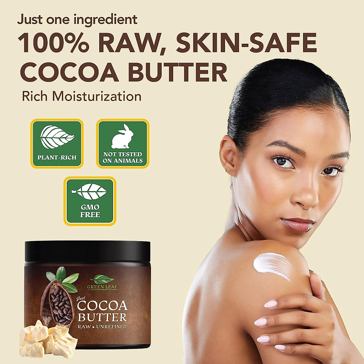 Cocoa Butter Raw Unrefined | Pure Ingredients | Body Moisturizer | Hydrate, Nourish & Soften Your Skin | Restore & Repair | Body Butter for Women & Men, All Skin Types 8 oz