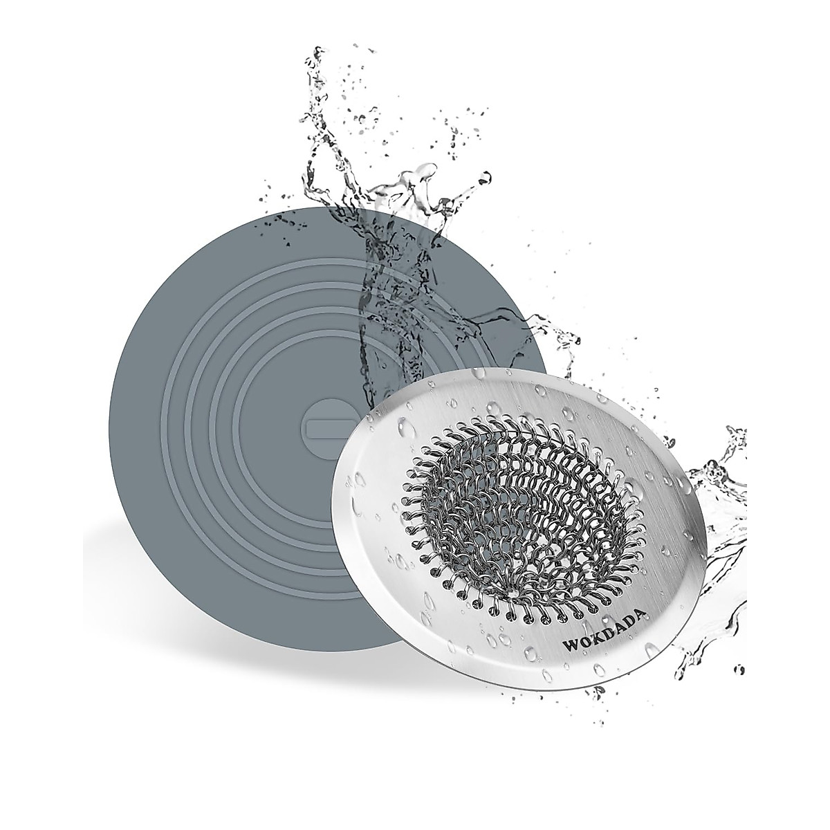 Kitchen Sink Drain Strainer, Flexible Sink Strainer with Stopper, 304 Stainless Steel Anti-Rust Mesh Sink Strainer, Wokdada Revolutionary Clog-Free Food Catcher for Garbage Disposal