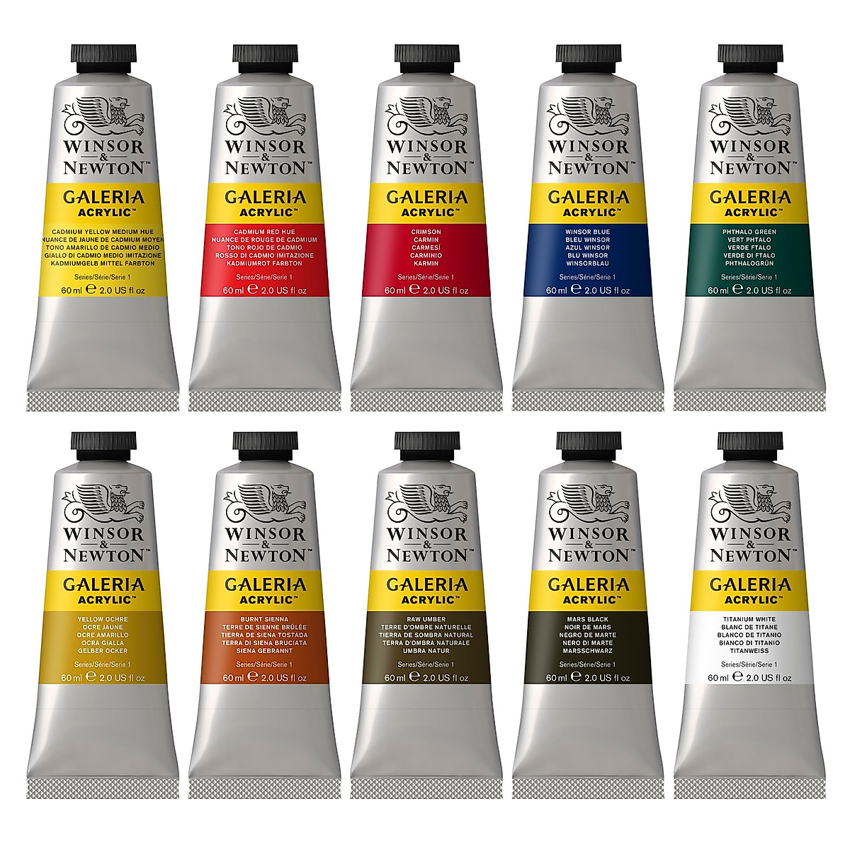 Winsor & Newton Galeria Acrylic Paint, 10 x 60ml (2-oz) Tube Paint Set