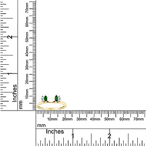 THE JEWEL ZONE White Natural Diamond & Emerald Enhancer Guard Wrap Wedding Ring in 14k Two Tone Yellow Gold Over Sterling Silver (1/6 Cttw)