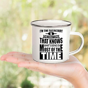 Funny Gift Funny Gift For Secretaries Who Know What's Going On - Unique Gift For Grandmothers On Birthday - 12oz Enamel Silver Mug
