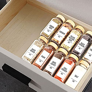 SWOMMOLY 24 Pcs Glass Spice Jars with Labels, 8 oz Spice Jars with Bamboo Lids, Empty Spice Bottles with Shaker Lids, Spice Containers with 366 White Spice Labels, Chalk Marker, Funnel Set