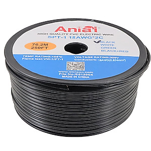 Aniai Low Voltage Landscape Wire,UL List 18/2 SPT-1 250FT Electrical Wire,for Light and Lamp Extension Cable