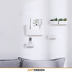 AntDesign Adhesive Shelf Wall Mounted Shelf, Stick on Shelf,Non-Drilling Adhesive Bathroom Organizer, Stick on Shelf for Home Decor/Kitchen/Bathroom Storage (White)