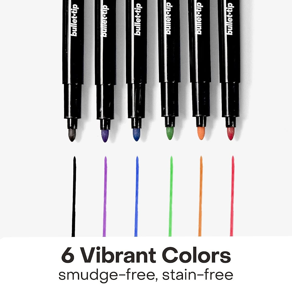 M.C. Squares Tackie Markers Set | Smudge Free Wet Erase Pens for Writing on Dry Erase, Acrylic, Glass, Metal, White Boards | Erasable with Water | Bullet Point Tip | 6 Bright Colors