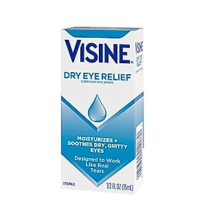 Visine Dry Eye Relief Lubricant Eye Drops with Polyethylene Glycol 400 to Moisturize and Soothe Irritated, Gritty and Dry Eyes, Designed to Work Like Real Tears, 0.5 fl. oz