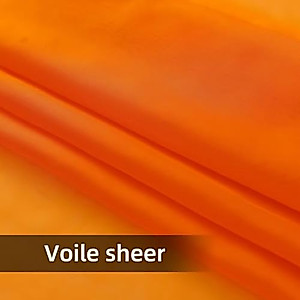 youleyar Solid Sheer Rod Pocket Curtain Voile Draperies 2 Panels White Beige Black Grey Coffee 52 Inch Width 54 Inch Long 1 Pair for Kitchen Bedroom Children Living Room Yard (Orange,52Wｘ54L)