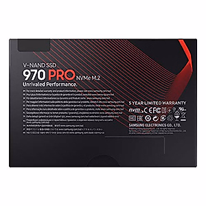 Samsung 970 PRO SSD 512GB - M.2 NVMe Interface Internal Solid State Drive with V-NAND Technology (MZ-V7P512BW), Black/Red
