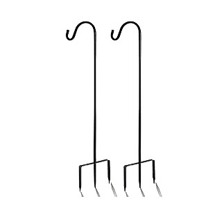 EXCMARK 2 Pack Shepherd Hook 31 inch 1/2 inch Thick Use at Weddings, Hanging Solar Lights, Lanterns, Bird Feeders, Metal Hanger Hook (Black, 31 inch)