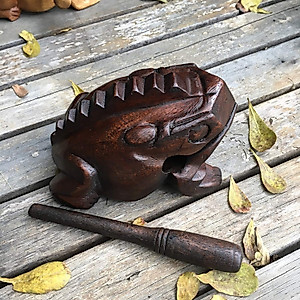 Cozinest Wooden Percussion Frog, Cricket and Owl Set 3 Musical Instrument Products From Thailand Home Office Decoration Nice Gift (Small)