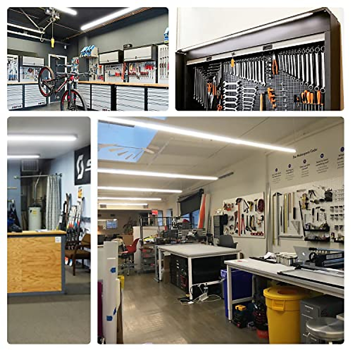 SHOPLED 5FT LED Shop Light, 45W 5850LM 6000K Cool White, V Shape, 5 Foot LED Linkable Ceiling Lights T8 LED Tube Lights Fixture, LED Shop Lights for Garage, Workbench, 4 Pack