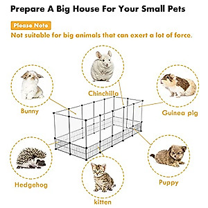 C&AHOME Pet Playpens, Small Animal Indoor Playpen, DIY Exercise Fence, Playpen Cage, Expanded & Portable Design for Guinea Pigs, Puppy, 49.5" L x 25.4" W x 22.6" H UTW3040W