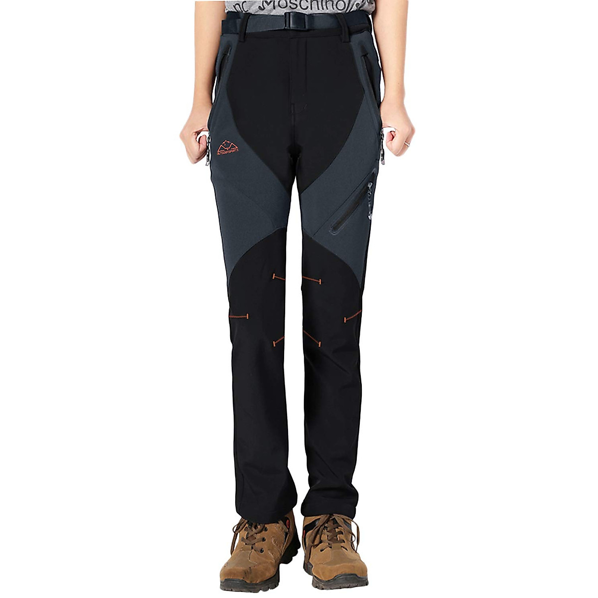 Rdruko Women's Snow Pants Waterproof Insulated Fleece Thermal Ski Hiking Snowboard Pants(Black, US M)