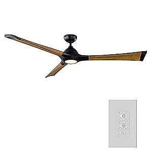Woody Smart Indoor and Outdoor 3-Blade Ceiling Fan 72in Matte Black Distressed Koa with 2700K LED Light Kit and Wall Control works with Alexa, Google Assistant, Samsung Things, and iOS or Android App