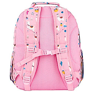 Choco Mocha Llama Backpack for Girls Preschool Backpack for Girls Pre Kindergarten Backpack for Kids 15 inch Backpack for Girls Pre K Daycare Alpaca Bookbag 3-4 3-5 4-6 with Chest Strap Pink