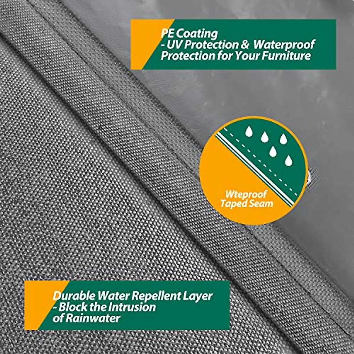 Patio Watcher Patio Furniture Covers Durable Water Resistant Outdoor Rectangle & Chair Sofa Set Cover with Secure Buckle Straps-Grey-L-108 L x 82" D x 23" H