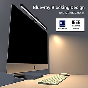 Quntis Computer Monitor Lamp, Screen Monitor Light Bar for Eye Caring, e-Reading LED Task Lamp with Auto-Dimming, Dimmable Lamp Bar, Touch Control, No Screen Glare Space Saving Home Office Desk Lamps