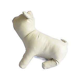 Dog Mannequins, PU Leather Standing Dog Model Flexible Stretch Dog Mannequins to Display Dog Apparel Pet Clothes, Dog Shop Supplies Bulldog Style Beige
