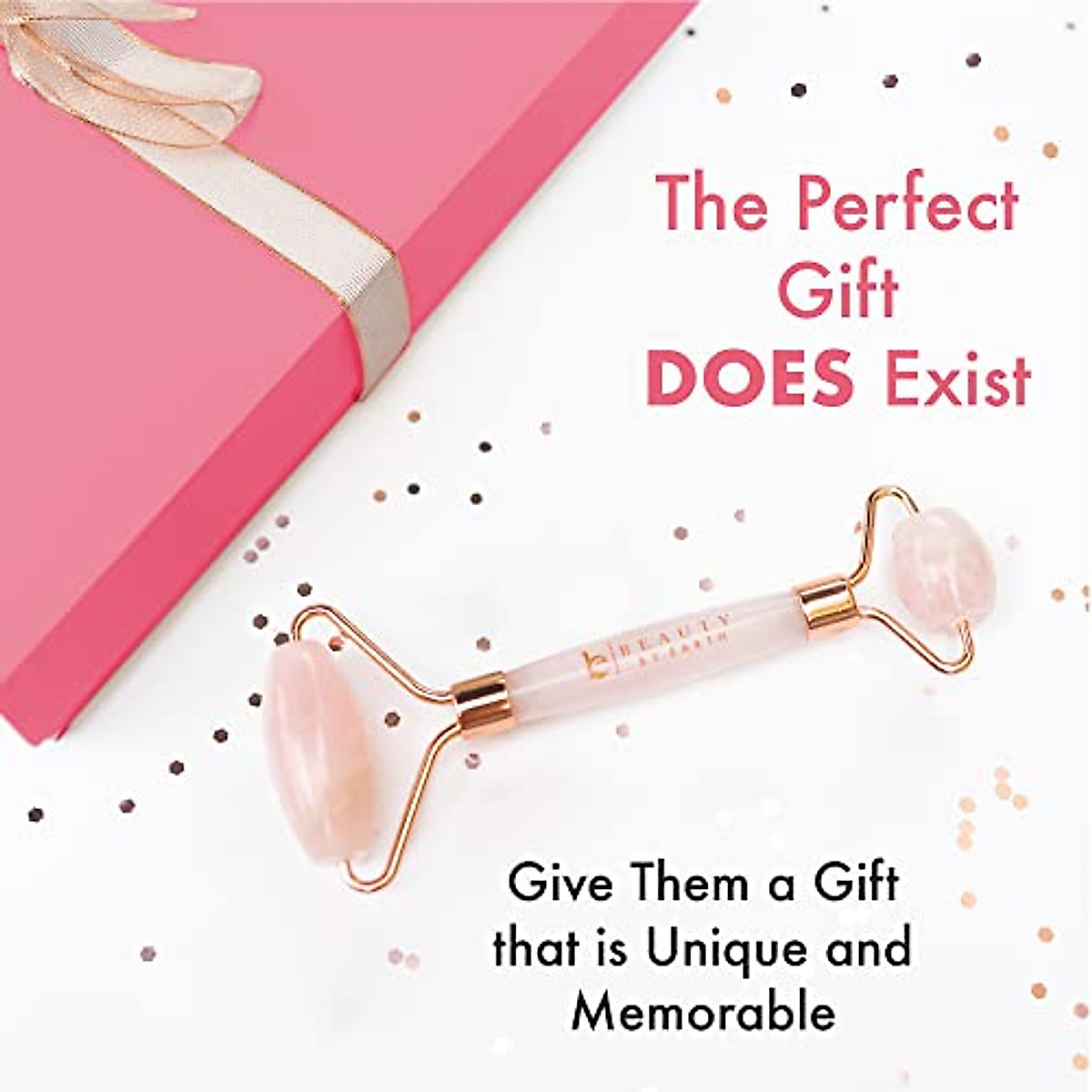 Rose Quartz Face Roller Skin Care Tools - Face Massager Roller, Facial Roller & Eye Roller for Puffy Eyes, Facial Massager Facial Tools Pair Perfectly with Skincare & Are Self Care Gifts for Women