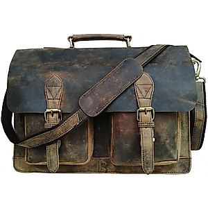 C CUERO 15 Inch Retro Buffalo Hunter Leather Laptop Messenger Bag Office Briefcase Crossbody Travel Bag For Men And Women College Bag Office Laptop Bag