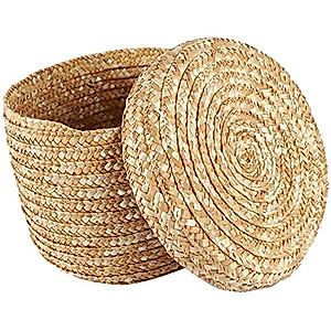 Smala Wheat Straw Woven Storage Basket Storage Basket Innovative Basket Rustic Natural Brown Finish Storage Decorative Basket(Medium )