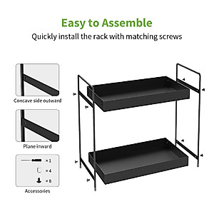 HANGXIN Bathroom Organizer Countertop, 2-Tier Bathroom Counter Organizer, Iron Countertop Standing Shelf Under Sink Organizer Kitchen Spice Rack, Cosmetic Organizer Holder Vanity Storage Tray