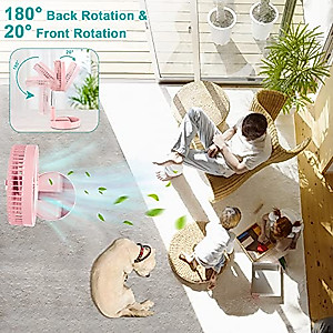 Flodaway Fan Rechargeable, Fold Away Fans Collapsible Portable Fan Pink for Traveling Foldable Compact Fan, Desk and Floor Fan 7200mAh Portable Folding Fan Battery Operated Adjustable 14.5-40"