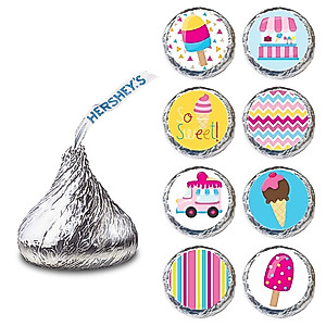 Ice Cream Labels for HERSHEY’S KISSES chocolates by Adore By Nat - Sweet Shop Candy Sticker Party Favor - Set of 240