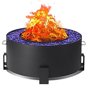 Grepatio Smokeless Fire Pit, 27IN Outdoor Smokeless Firepit Stove Bonfire Firepit for Outside, Wood Burning Firebowl for Backyard(Black)