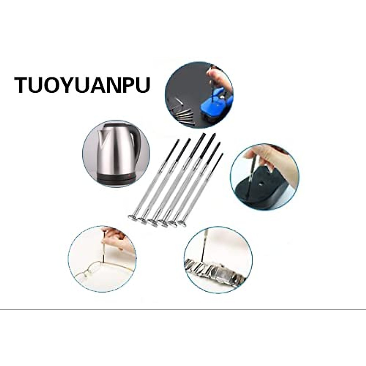 TUOYUANPU 6PCS Mini Screwdriver Set, Eyeglass Repair Kit Screwdriver，Precision Repair with 6 Different Sizes Flat head and Philips Screwdriver Sets,Ideal For Watch, Electronic Repairs