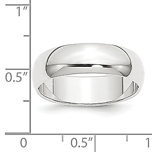 Jewelry Stores Network Solid Platinum 8 mm Comfort Fit Rounded Wedding Band Ring Size 6.5