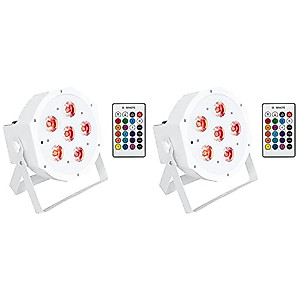 2) Rockville Battery PAR 61 White Rechargeable RGBWA+ DMX DJ Up-Lights+Remotes