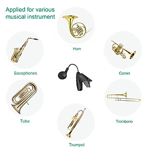 Wireless Instrument Microphone,UHF Clip Condenser Mic,for Horns,Trumpets,Clarinets, Saxophones, Cello, Computer, Phone, Speakers, Voice Amplifier 131ft Range, 1/8 and 1/4'' Port