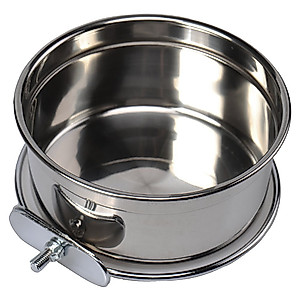 Hypeety Pet Bird Food Feeding and Drinking Hanging Cup Clamp Holder Stainless Steel Hanging Bowl for Parrot Macaw African Greys Budgies Parakeet Cockatiels Conure Lovebirds Finch Pigeon Cage