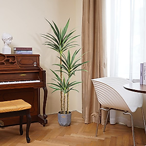 Waoops Artificial Tree 5.3Ft Faux Agave Plant with 3 Heads in Plastic Pot Fake Tree for Home Decor Indoor or Outdoor Office Decoration Housewarming Gift