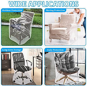 TRINKA 2 PCS Plastic Furniture Covers for Storage, 4 MIL Thick Heavy Duty Dust-Proof Moving Bags, 65 x 43 x 35 Inches Extra Large Waterproof & Clear Chair Cover Protectors for Armchairs and Recliners