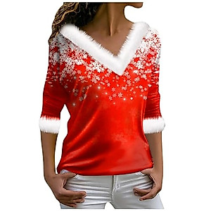 Womens Christmas Tops Plus Size Womens Fall Tunic Tops Christmas Sweater Women Traditional Mexican Shirts for Women Butterfly Sleeve Tops for Women Christmas T Shirts for Women Ladies Fall