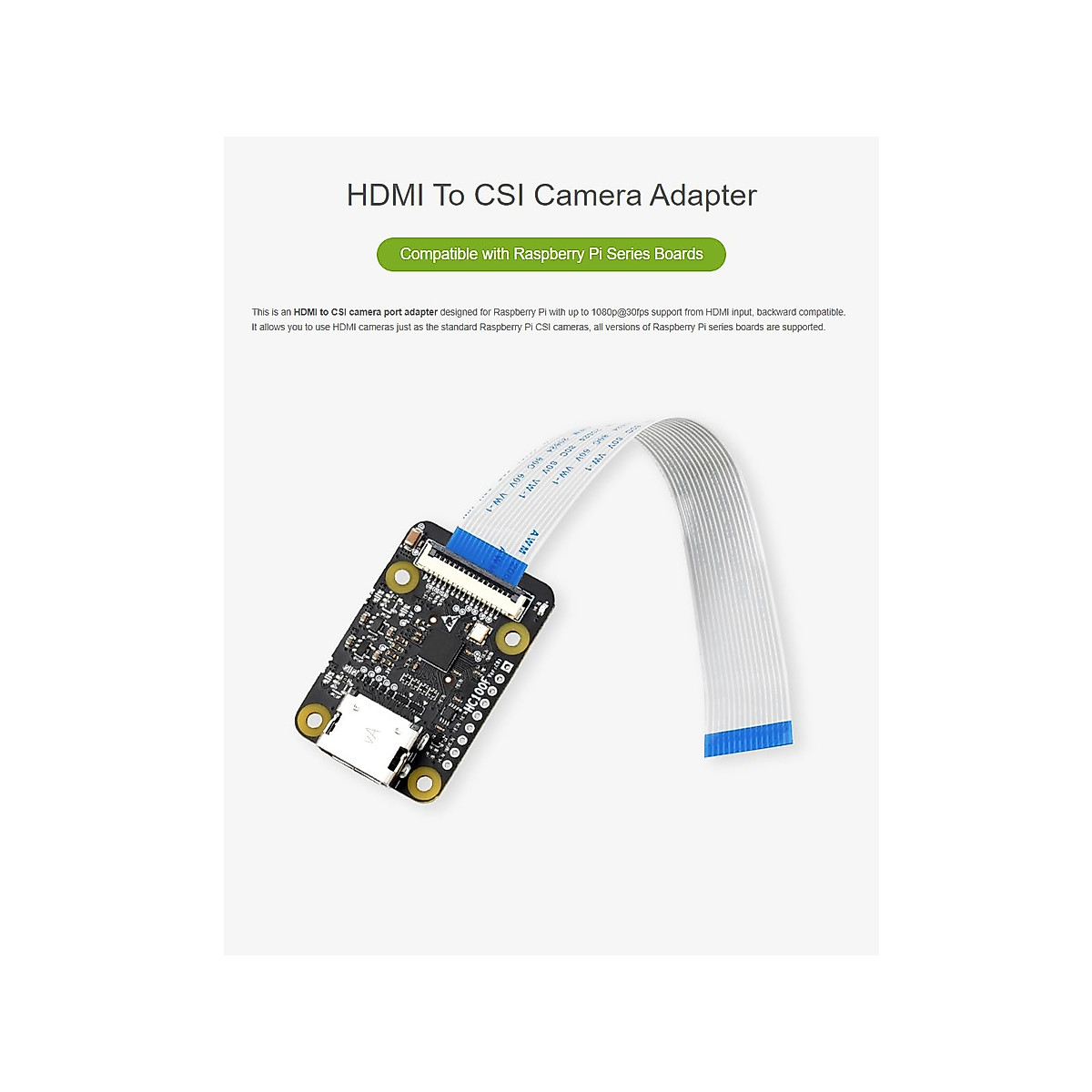 waveshare HDMI to CSI Camera Adapter, Support HDMI Input up to 1080p 30fps Compatible with Raspberry Pi 4B/3B+/3B/Pi Zero/Zero W,Raspberry Pi CSI Cameras